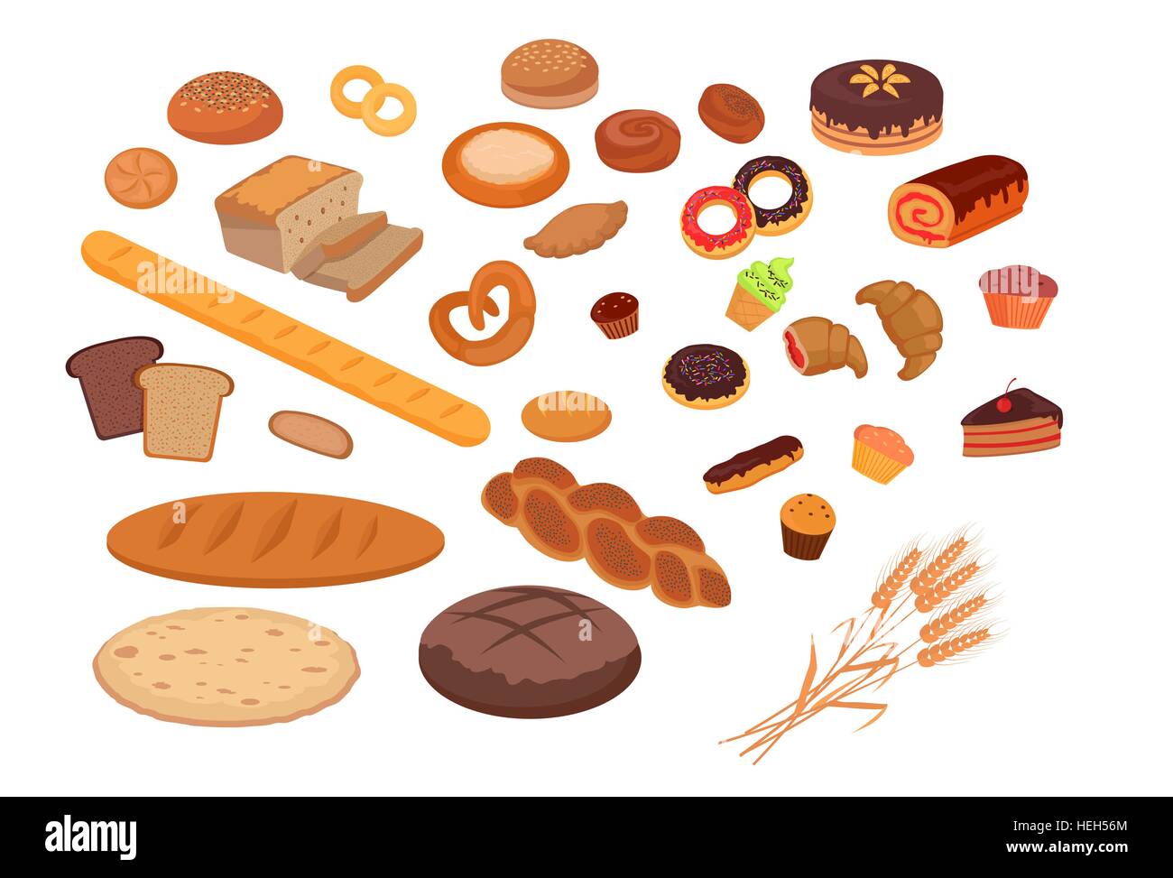 Bakery products set flat Stock Vector Images - Alamy