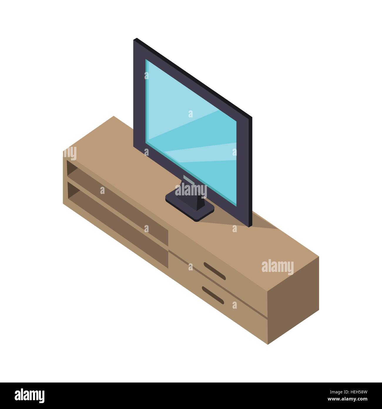 TV and cabinet under. Isometric design. Television on modern furniture ...