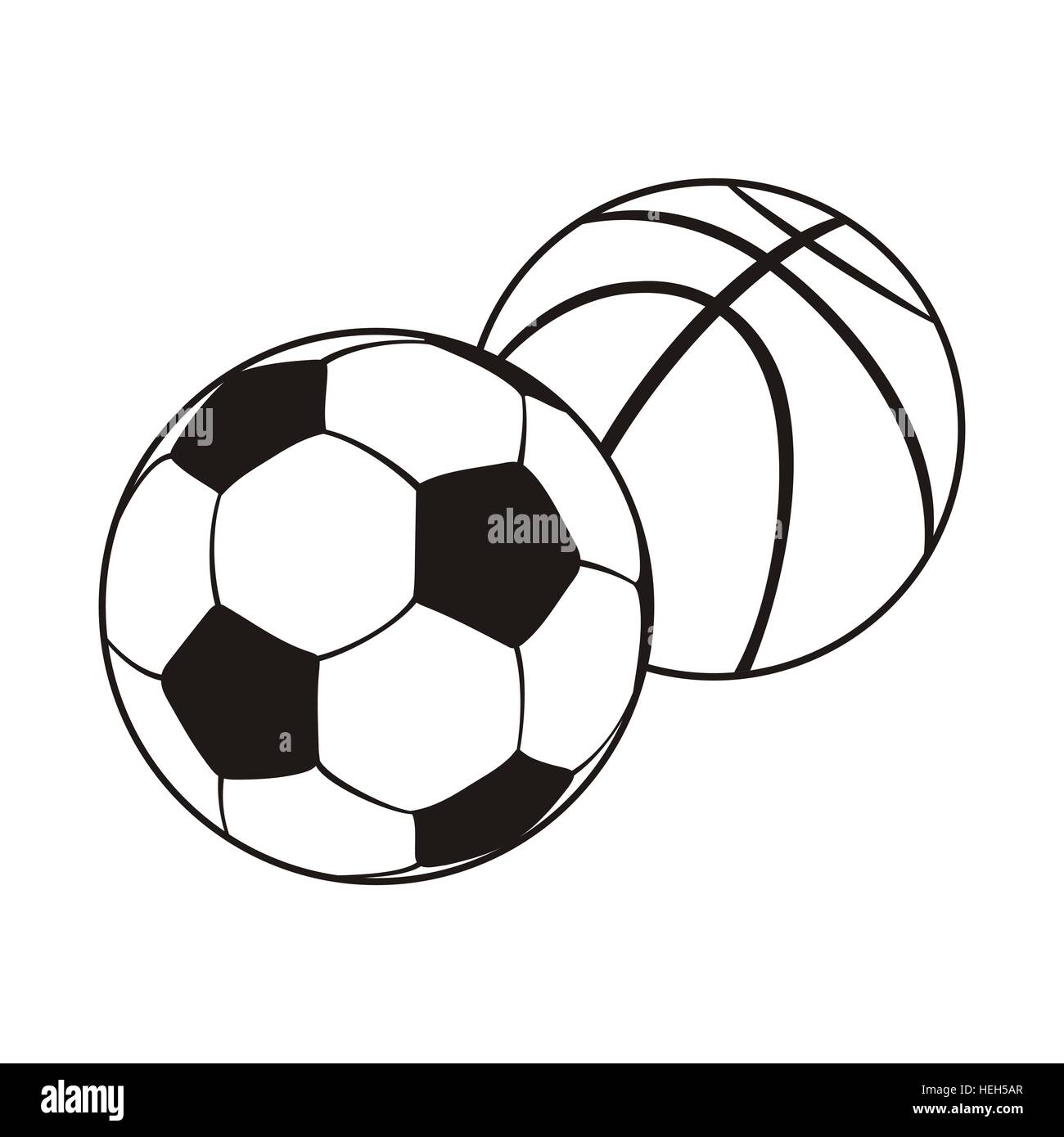 Sports balls black and white vector art hi-res stock photography and ...