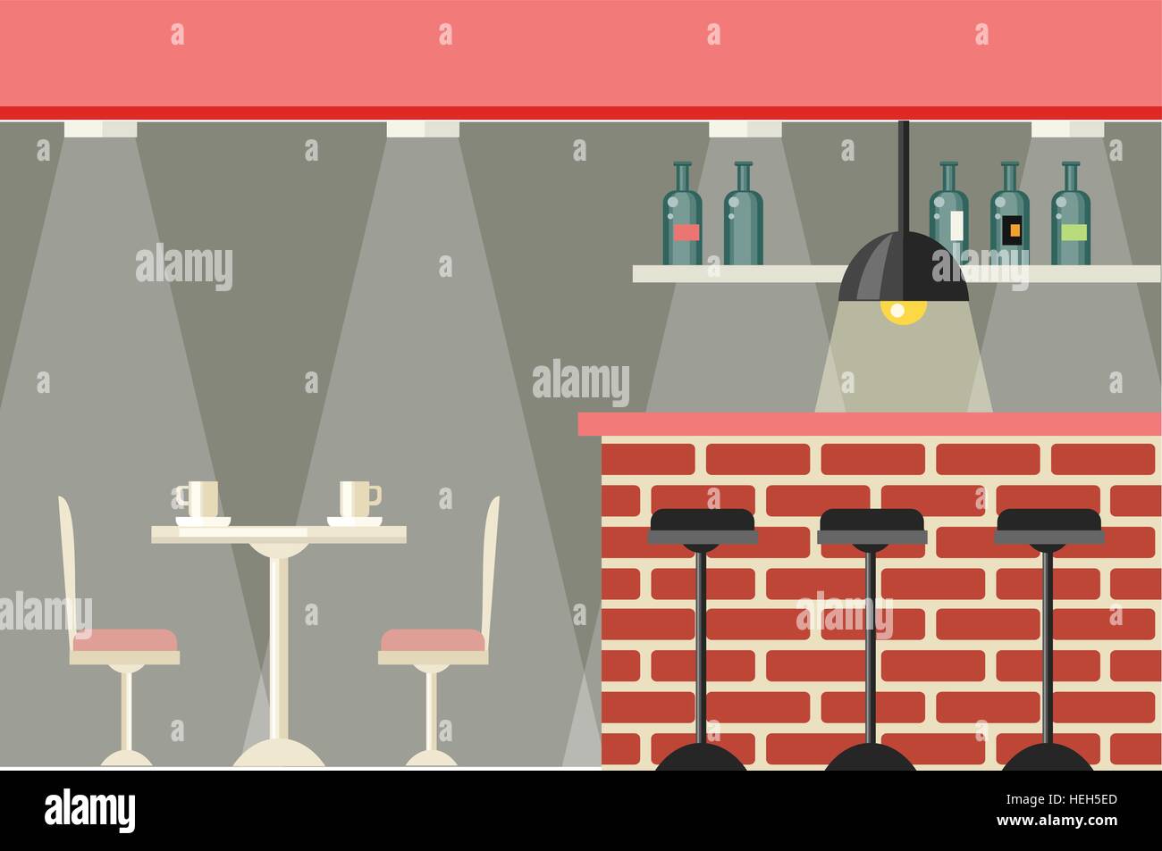 Cafe or Bar Interior Design Flat. Cafe or bar interior design flat ...