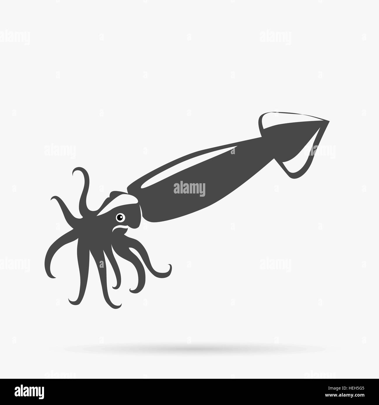 Squid of Monochrome Color Design. Squid monochrome color design. Black ...