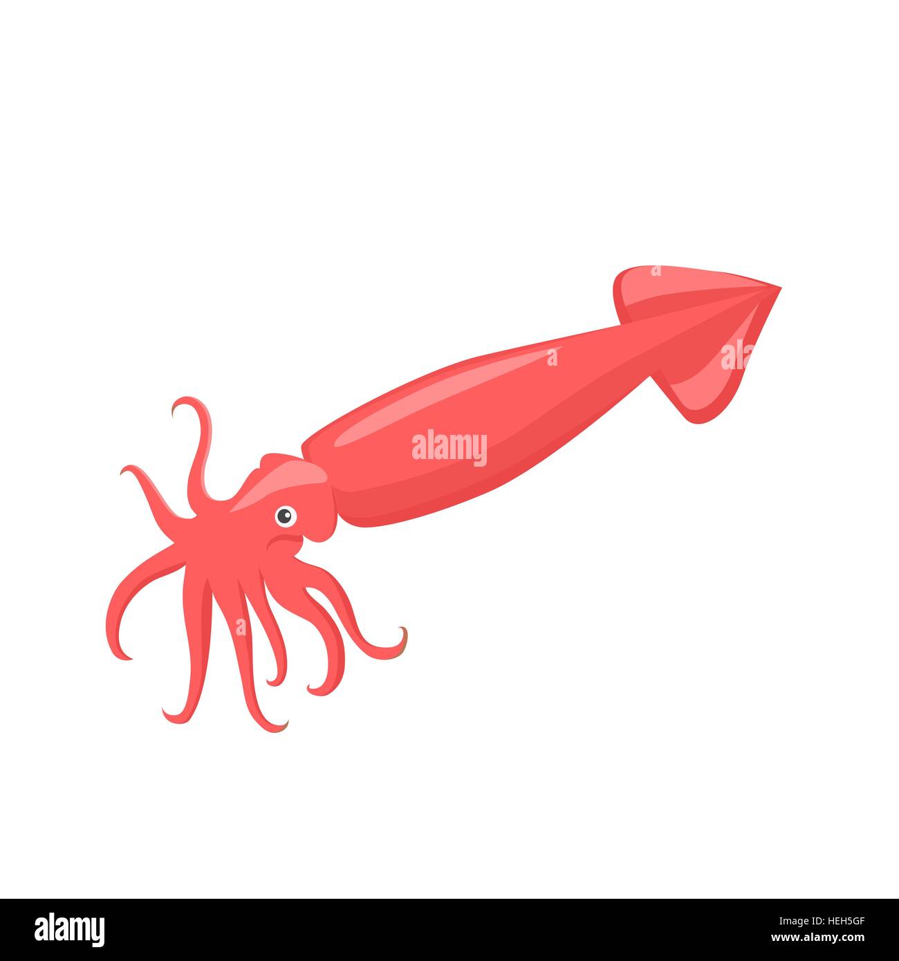 Squid of Red Color Design Flat. Squid of red color design flat. Red ...