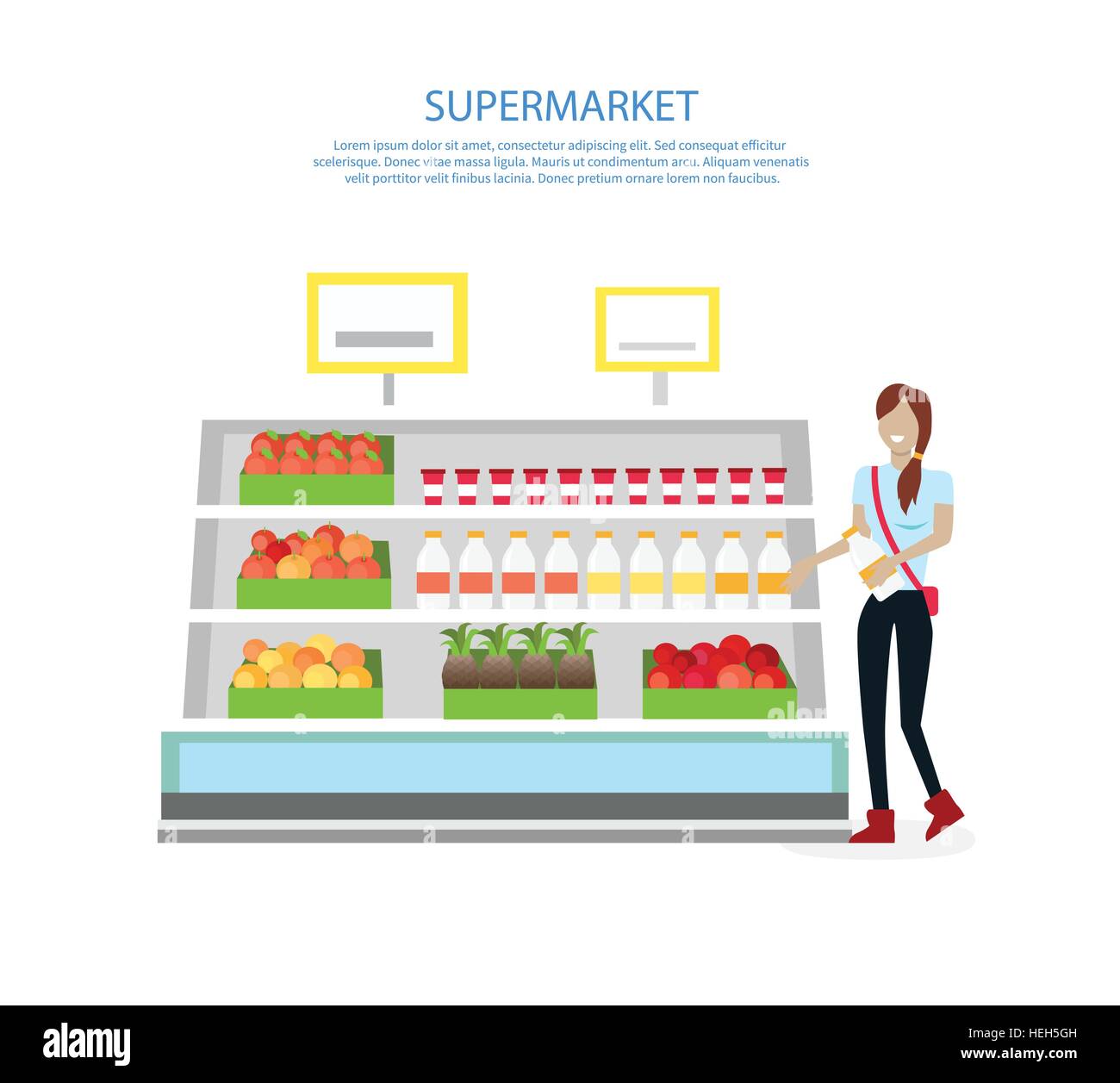 People in supermarket interior design. People shopping, supermarket ...