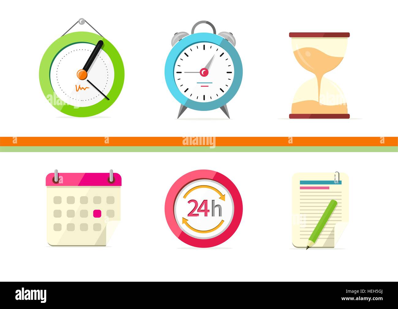 Time design flat concept clock and calendar. Time management, clock and ...