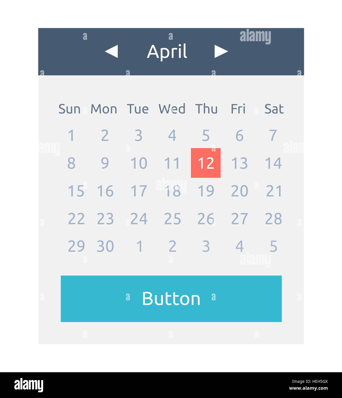 Website element calendar button. Calendar icon page, monthly date and ...