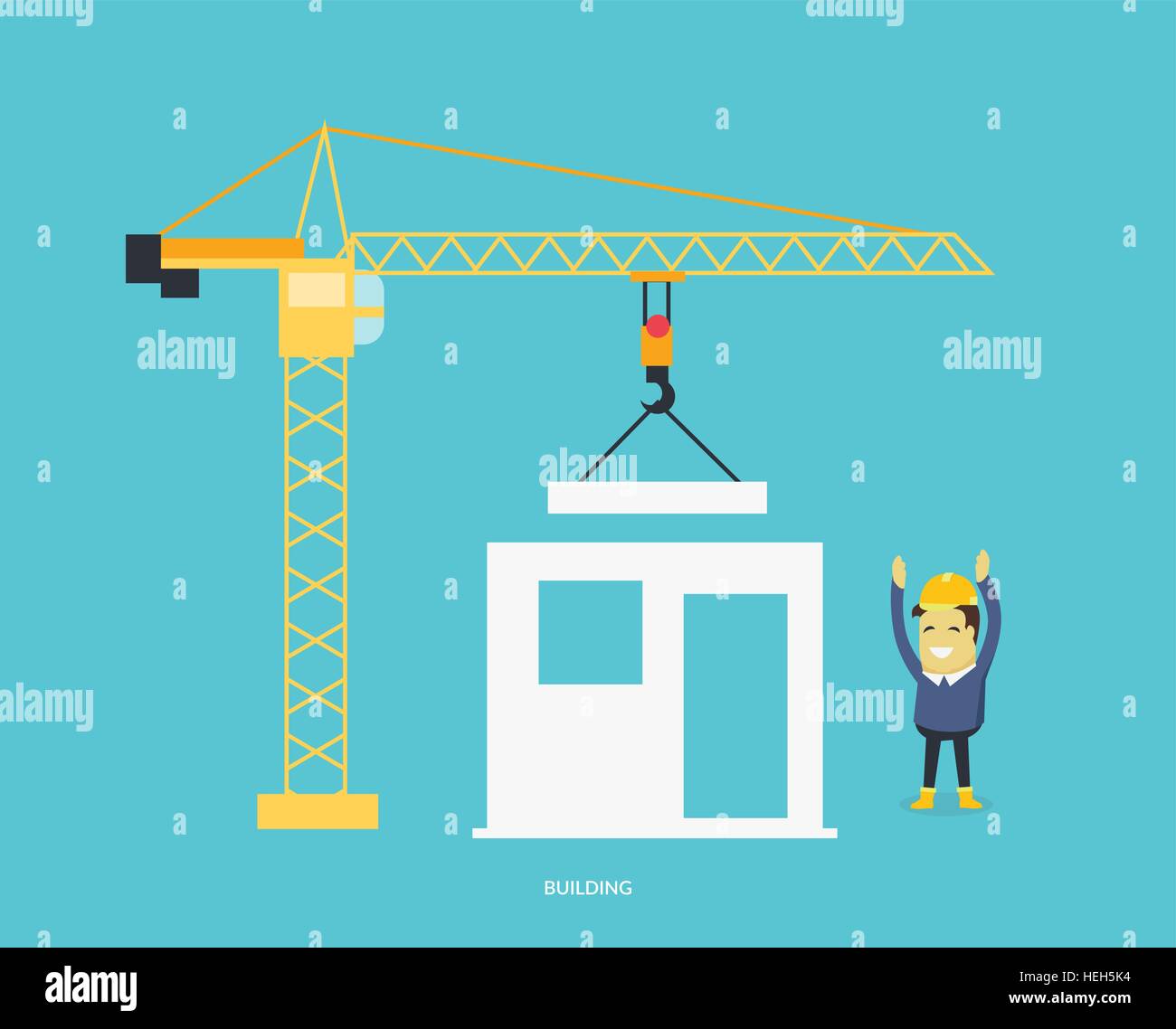 Building process. Success engineer. Building process flow, construction ...