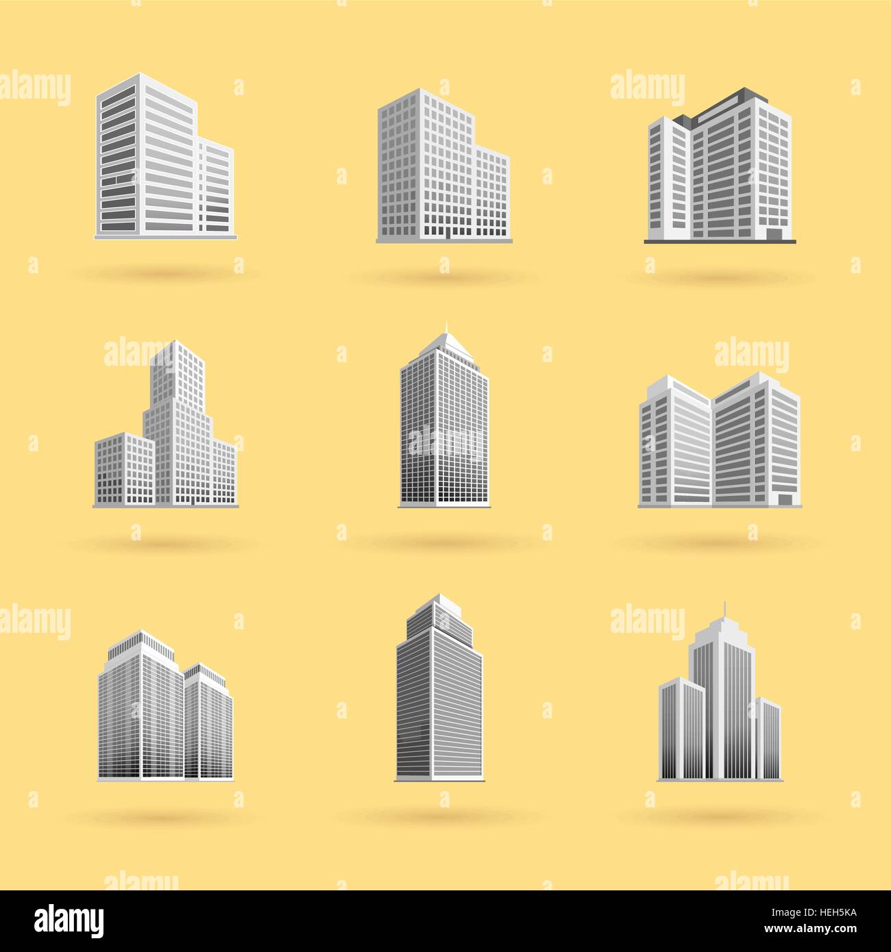 Skyscraper logo building icon set. Black building and isolated ...