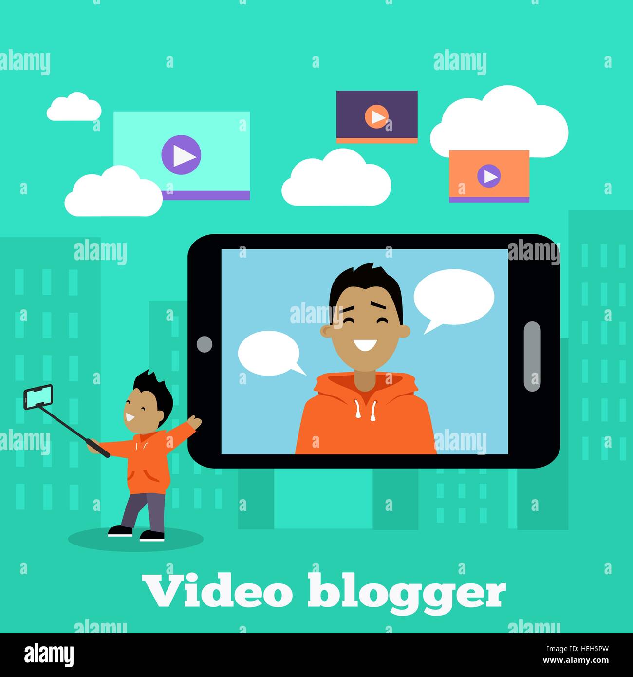 Boy Video Blogger with Smart Phone. Boy video blogger with smart phone ...