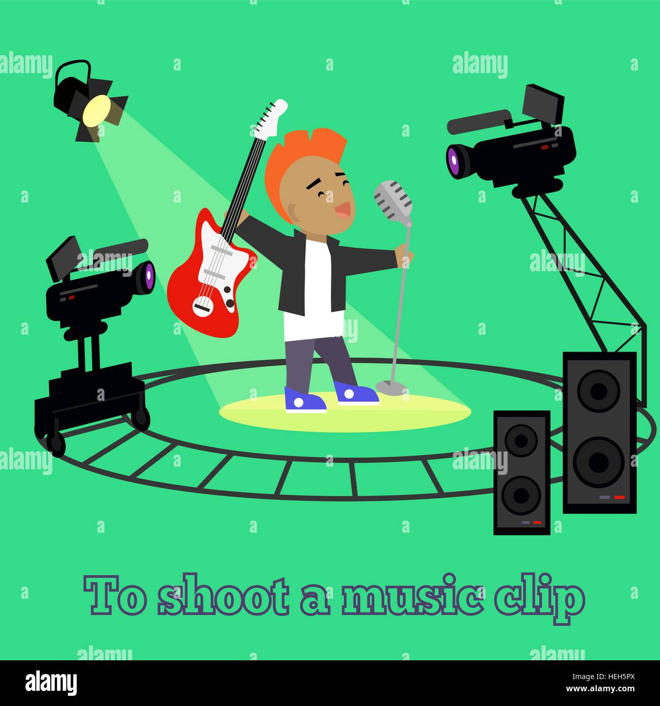 Music clip shooting camera and projector. Equipment for filming ...