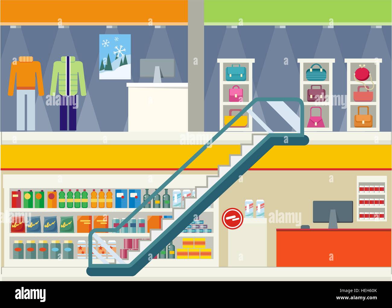 Shopping Center Storefronts Design Flat. Shopping center storefronts ...