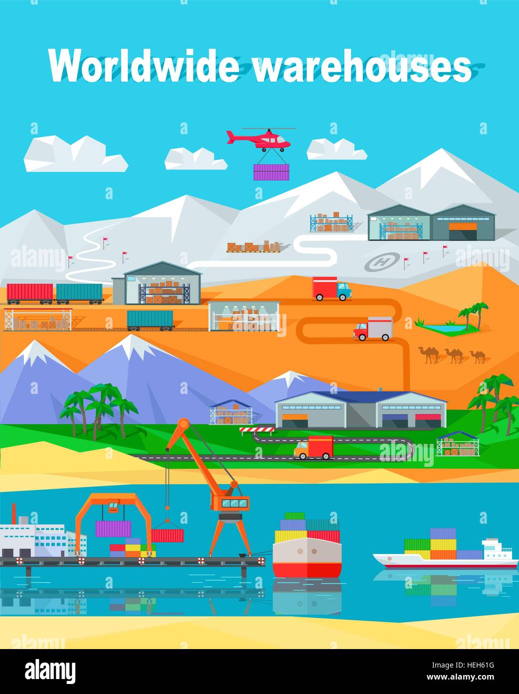 Worldwide Warehouse Design Flat. Worldwide warehouse design flat ...