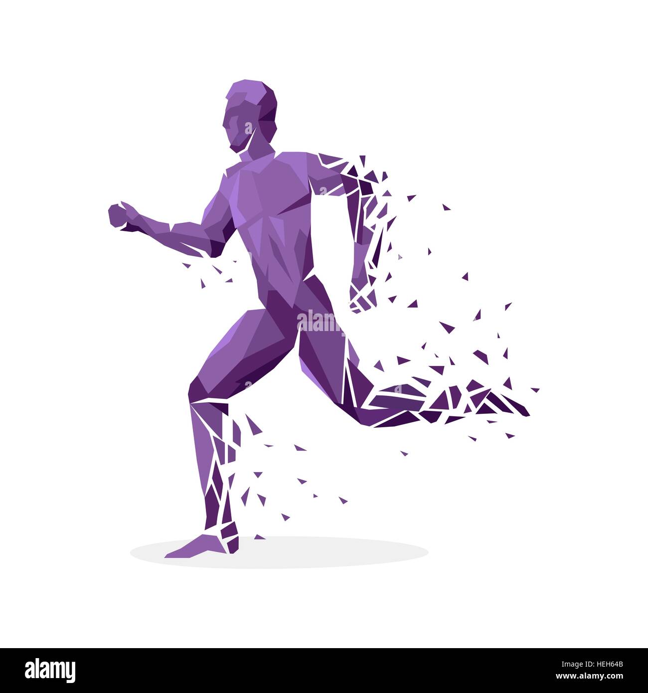 Geometric particle run dance people. Colored geometric particles in the ...