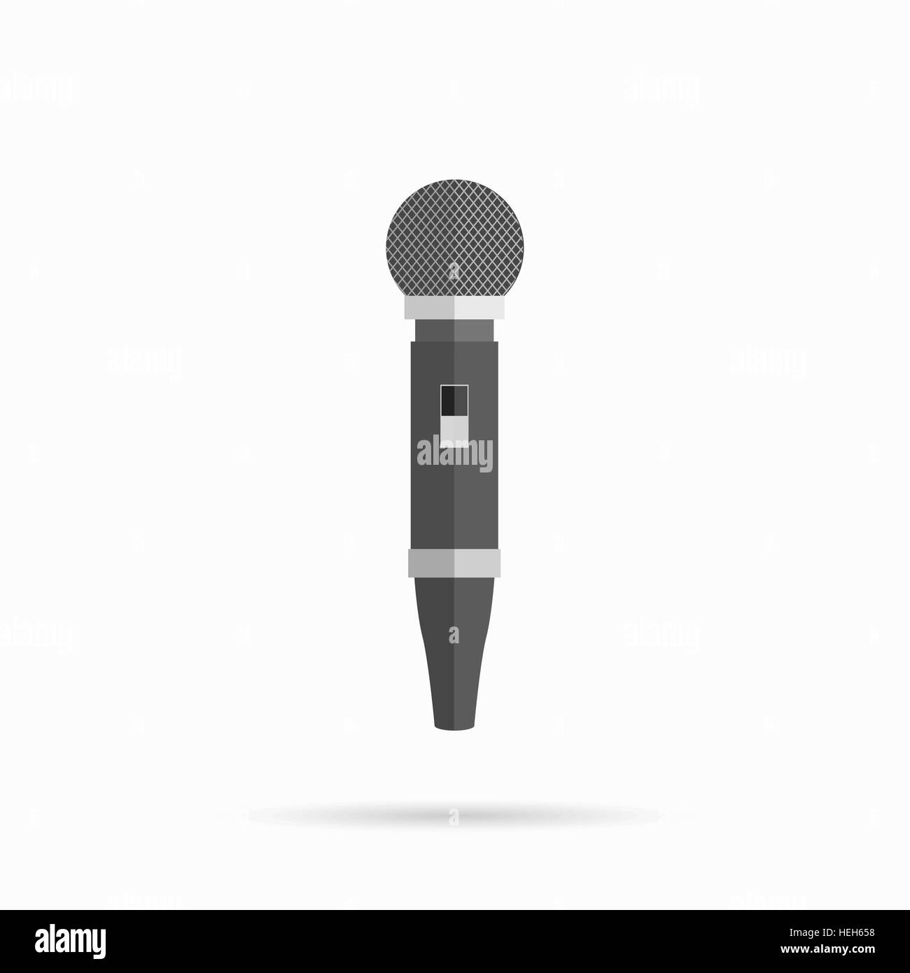 Microphone design flat isolated icon, vintage microphone stand, sound ...