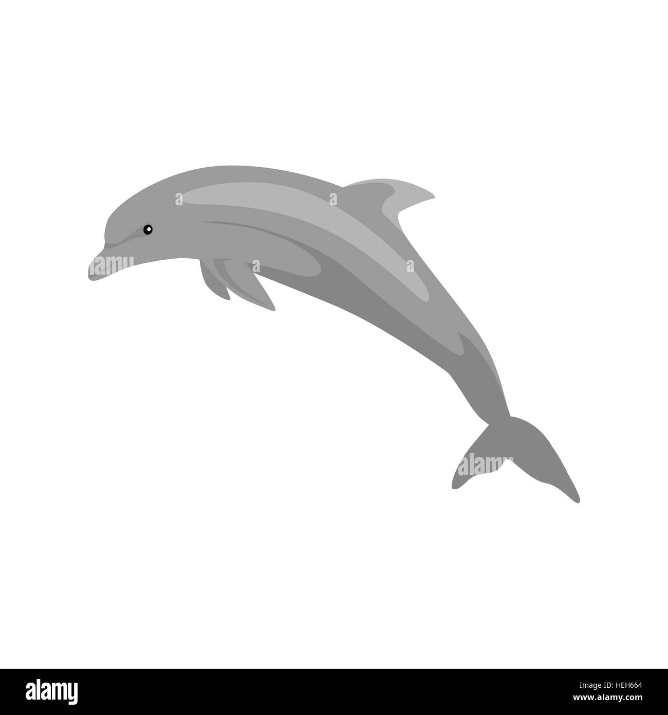 Monochrome Dolphin Isolated on White Background. Monochrome dolphin ...