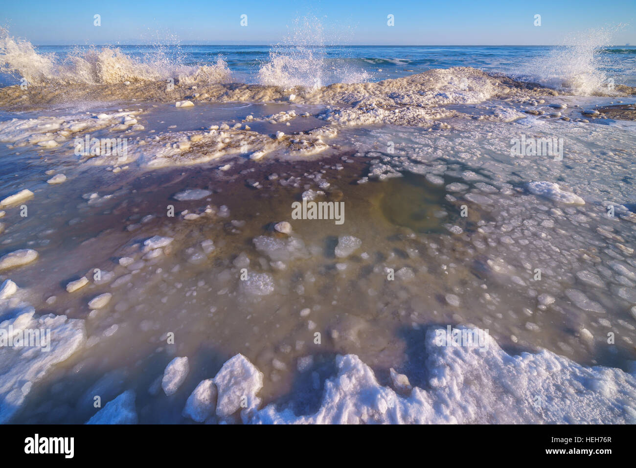 Ice covered coast of the Okhotsk sea, Sakhalin island Stock Photo - Alamy