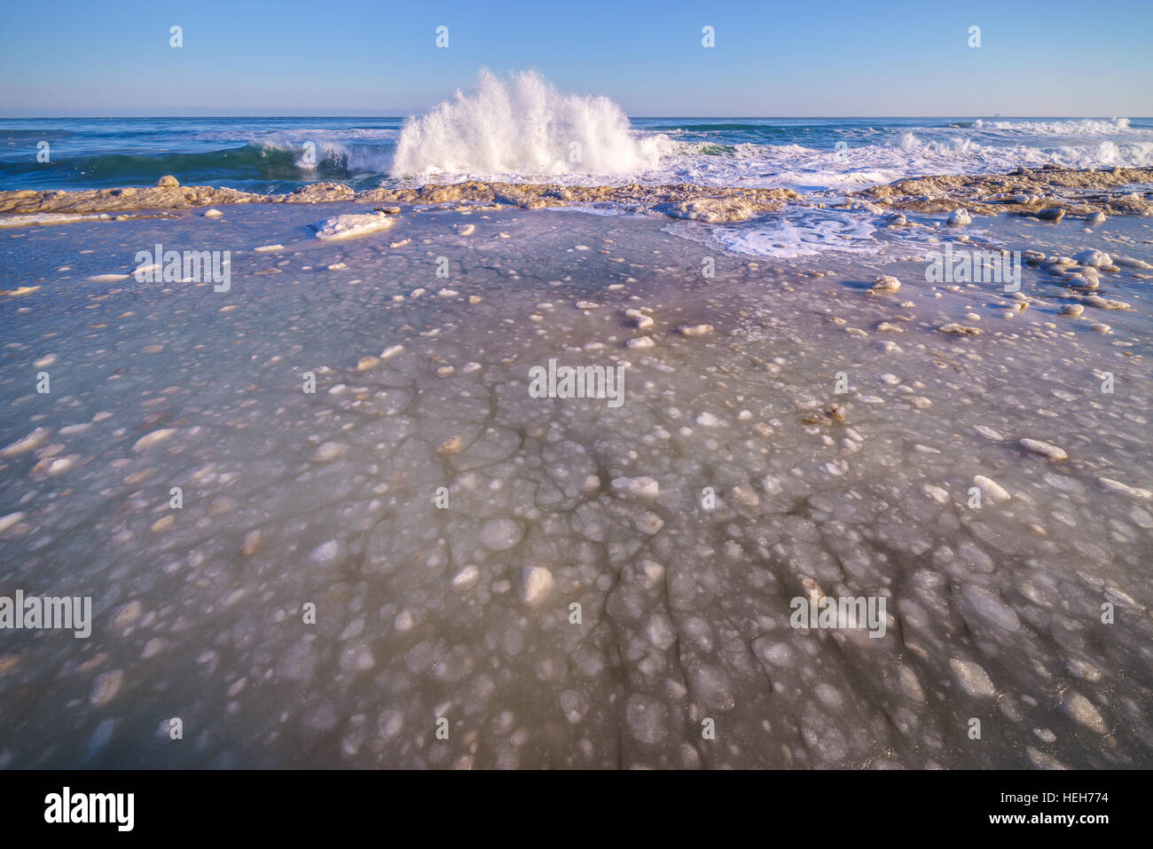 Ice covered coast of the Okhotsk sea, Sakhalin island Stock Photo - Alamy
