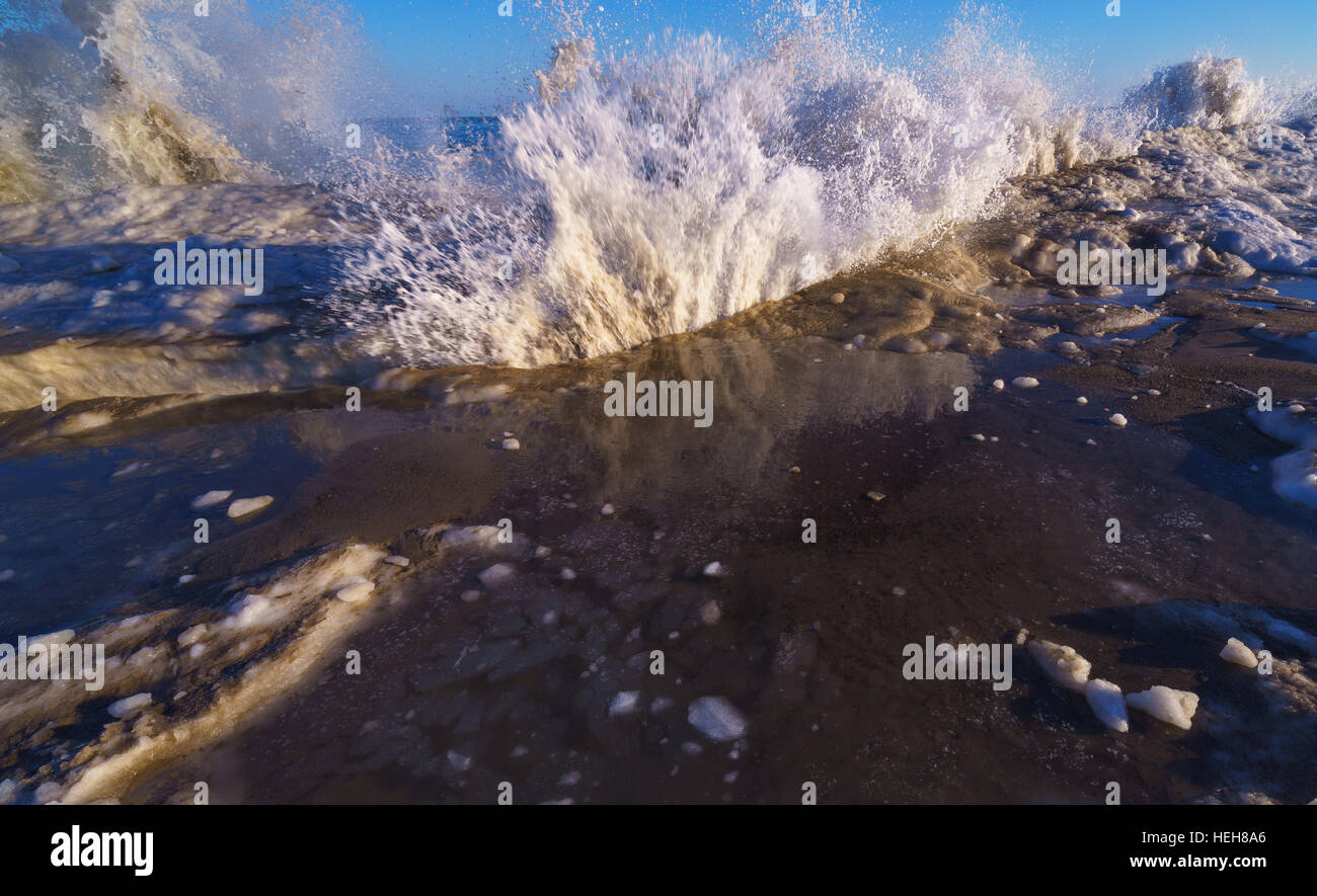 Spray of the Okhotsk sea, Sakhalin island Stock Photo - Alamy