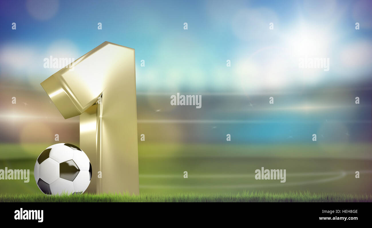 football soccer number 1. 3D render Stock Photo - Alamy