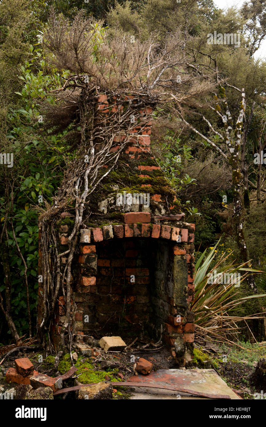This chimney ruin remains from the Denniston Incline which transported ...
