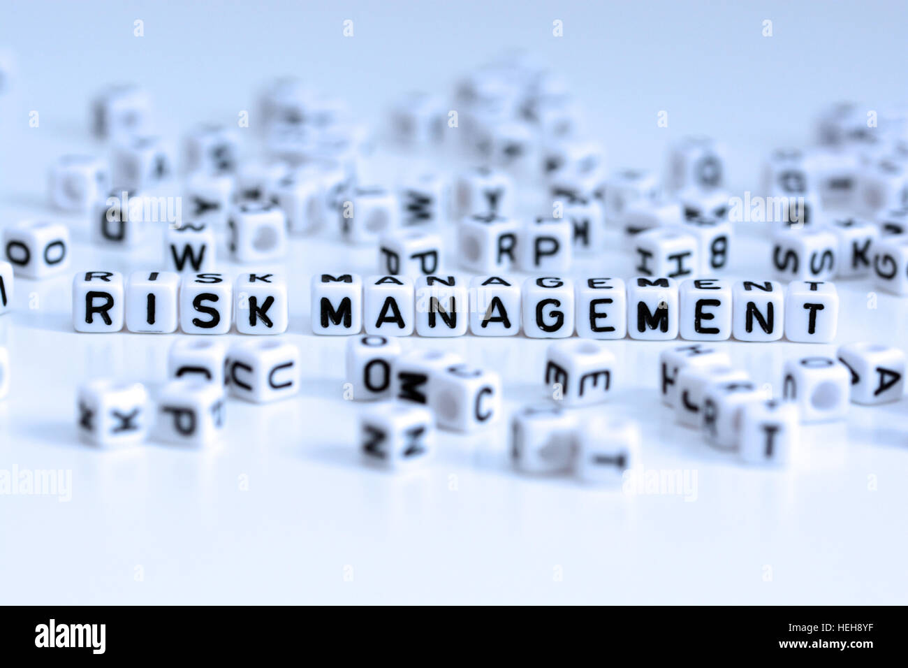 Risk management text from white tiled letters Stock Photo - Alamy