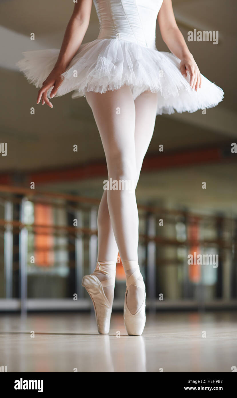 Close-up of white ballerina during dancing class Stock Photo - Alamy