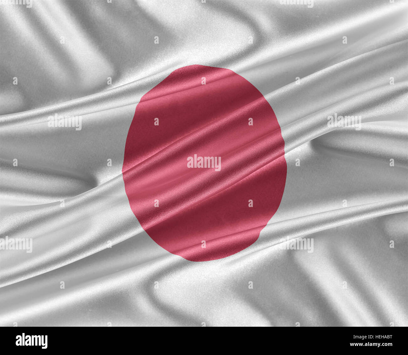 Japan flag with a glossy silk texture Stock Photo - Alamy