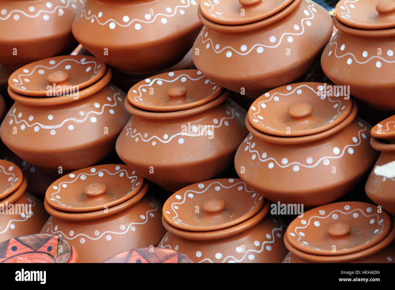 Indian man made pots Stock Photo - Alamy