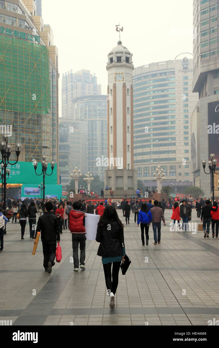Crowd in Chongqing city centre, China Stock Photo - Alamy