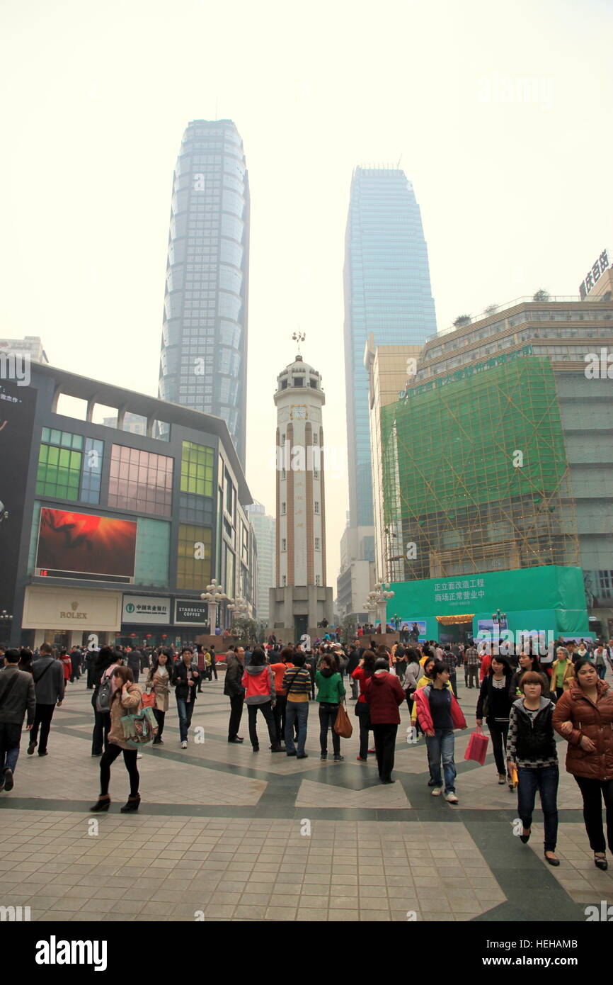 Crowd in Chongqing city centre, China Stock Photo - Alamy