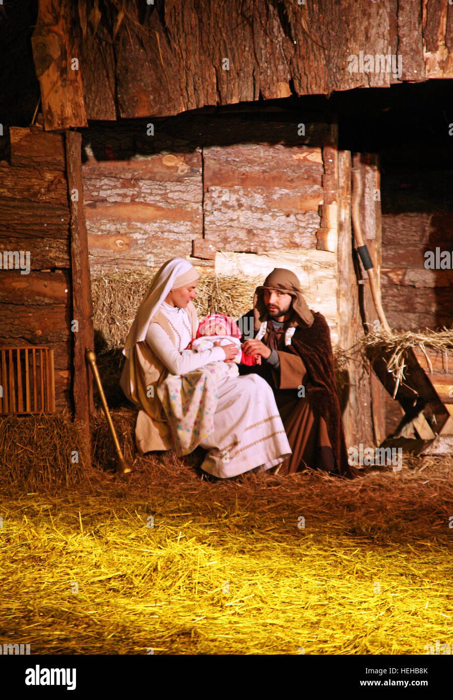 Holy nativity scene-Live,Christmas,Advent in Zagreb,Croatia,Europe,19 ...