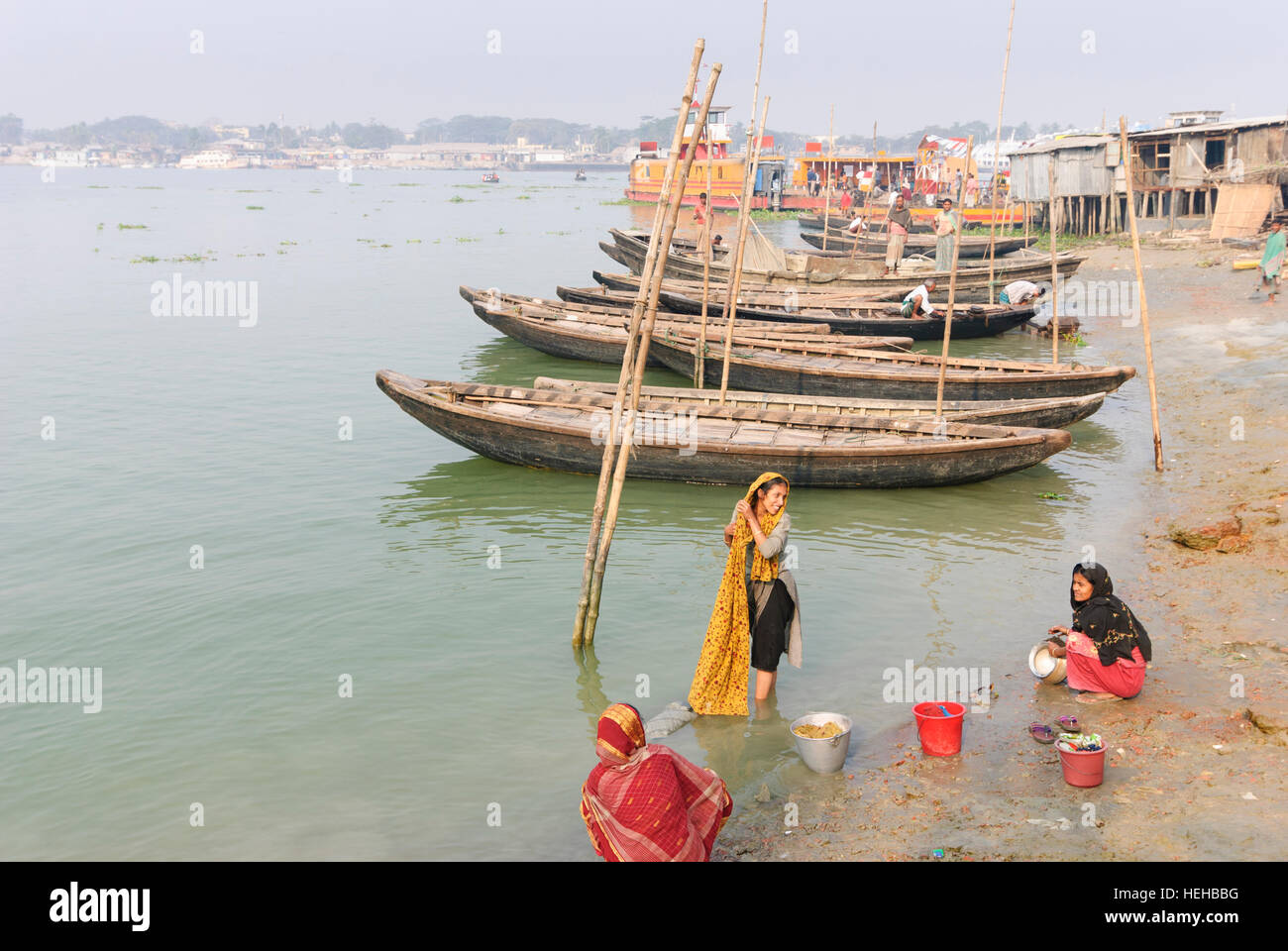 Barisal: Laundresses, laundry, river, Barisal Division, Bangladesh ...