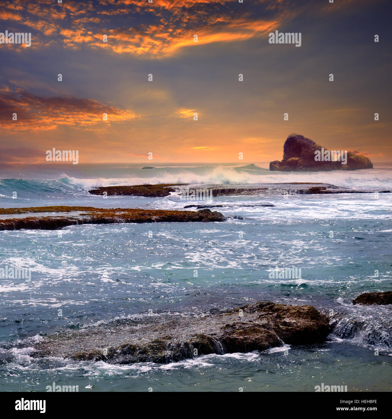 sunset over the ocean Stock Photo - Alamy