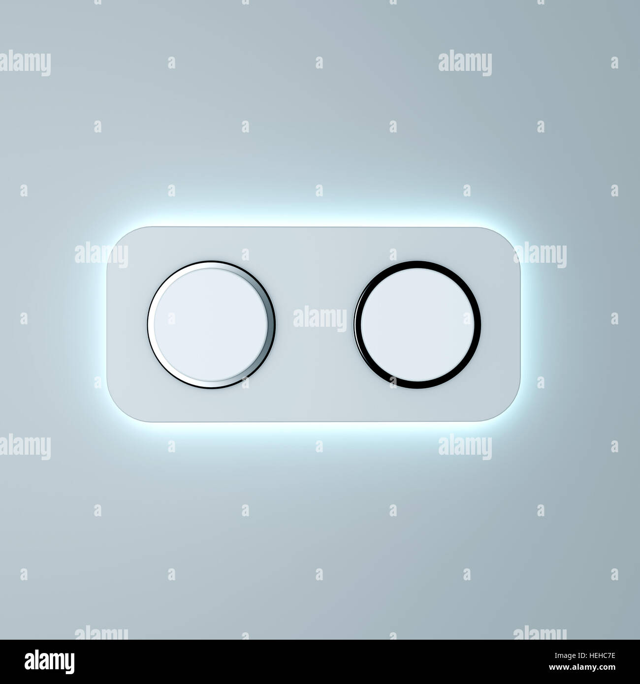 White button with neon mockup 3d render Stock Photo - Alamy