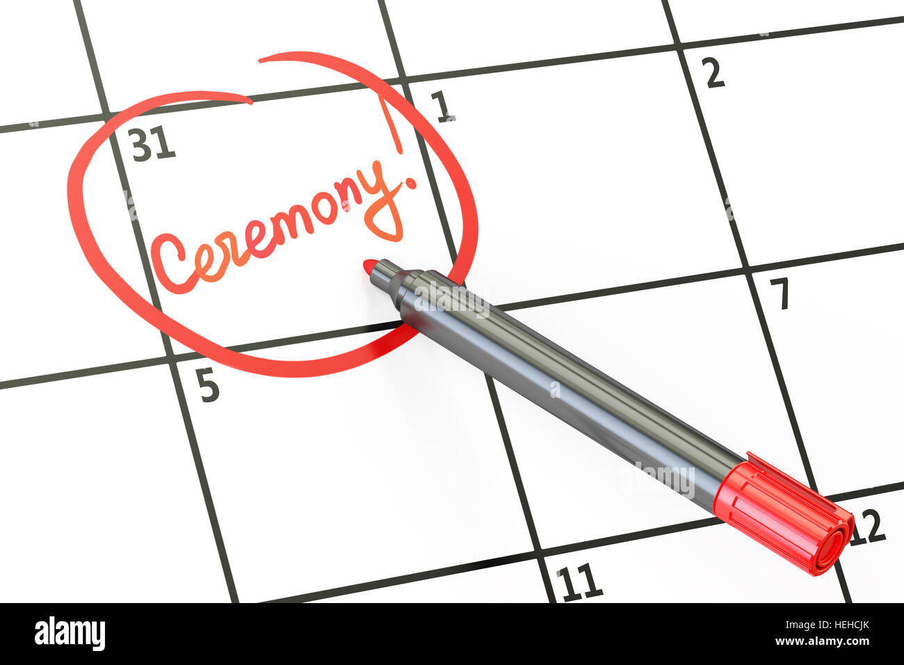 Ceremony date on calendar concept, 3D rendering Stock Photo - Alamy