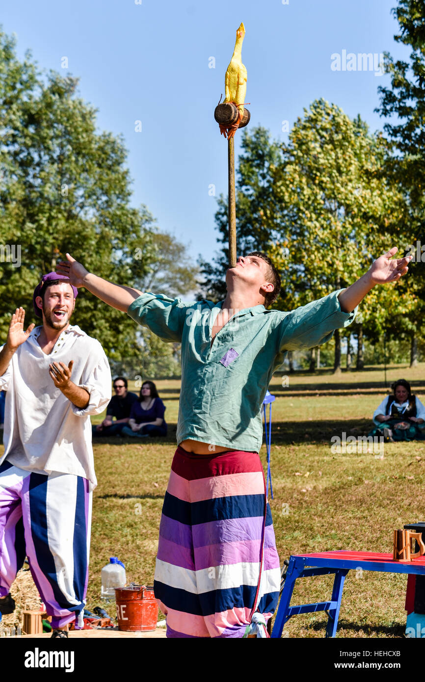 Two people in costumes at the Rosenvolk German Medieval Festival Stock ...