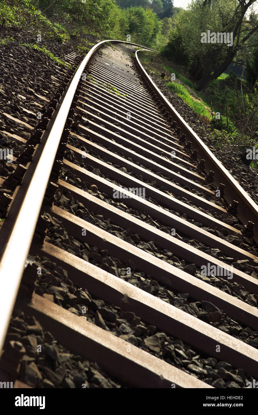 Railway ties, railroad or train tracks Stock Photo - Alamy