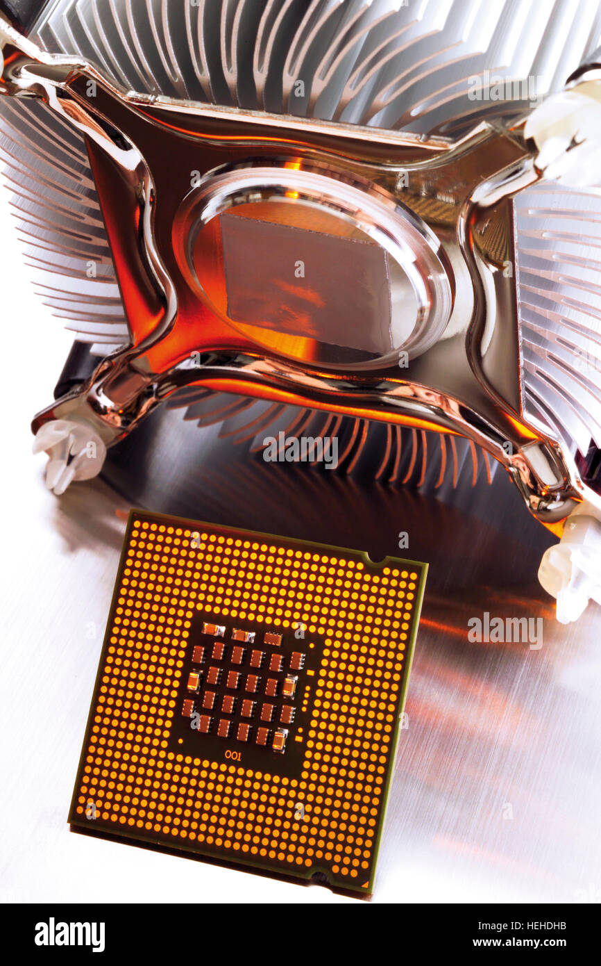 Processor fan and processor chip Stock Photo - Alamy