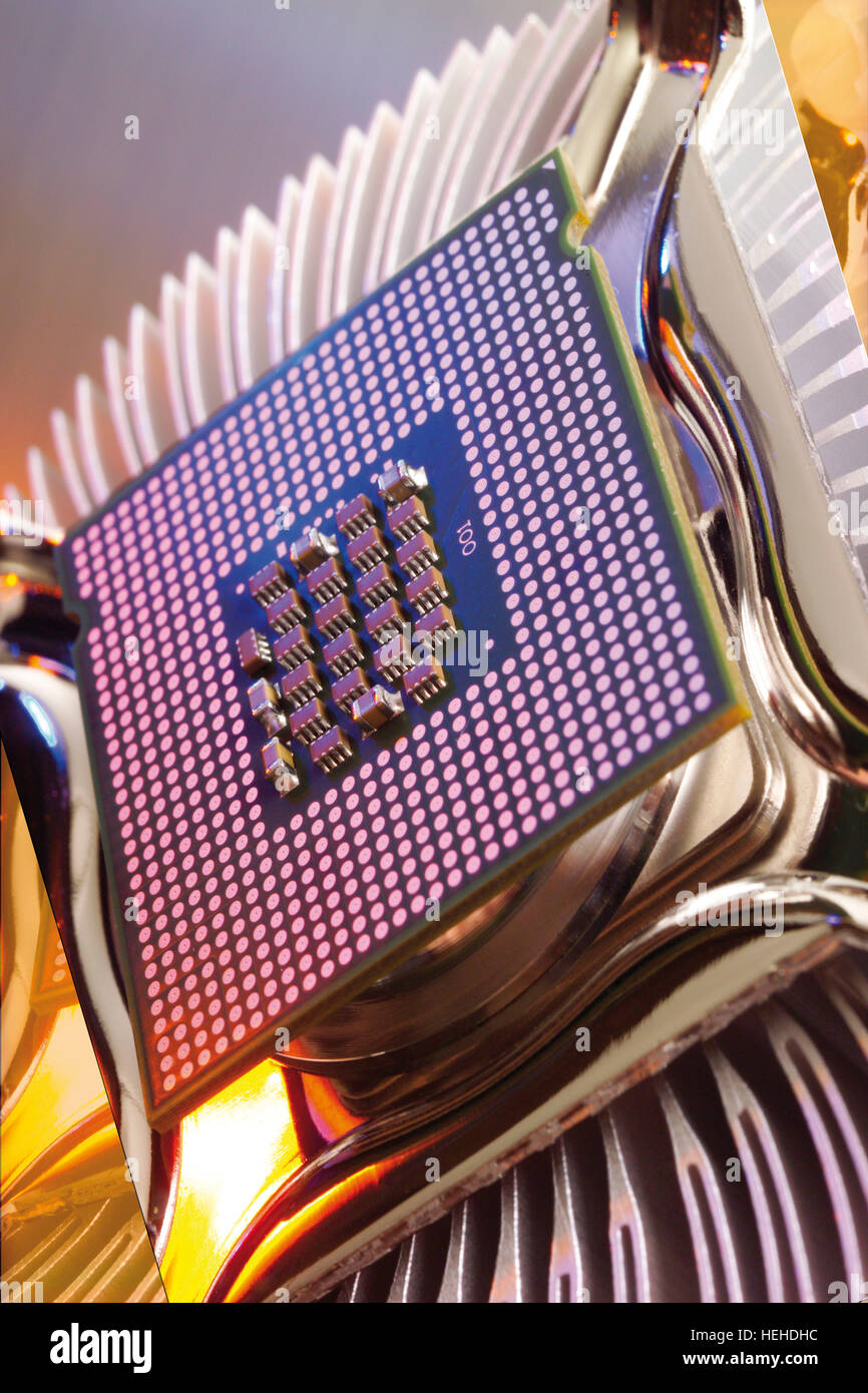 Processor chip on processor fan Stock Photo - Alamy