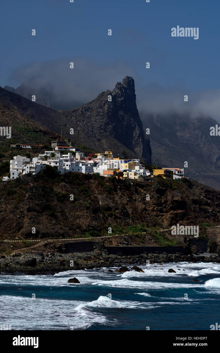 Almaciga, village on sea-cliff, Anaga Mountains, Tenerife, Canary ...