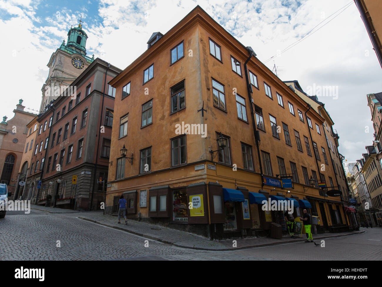 A corner in the historic old town of Stockholm, Sweden, called Gamla ...