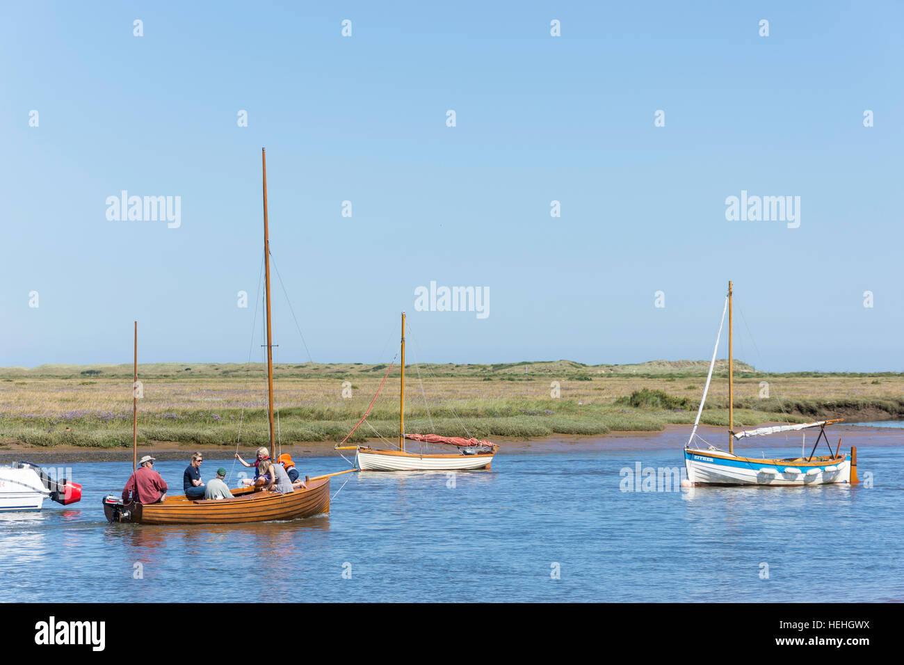Traditional sailing boats on River Burn from The Quay, Burnham Overy ...
