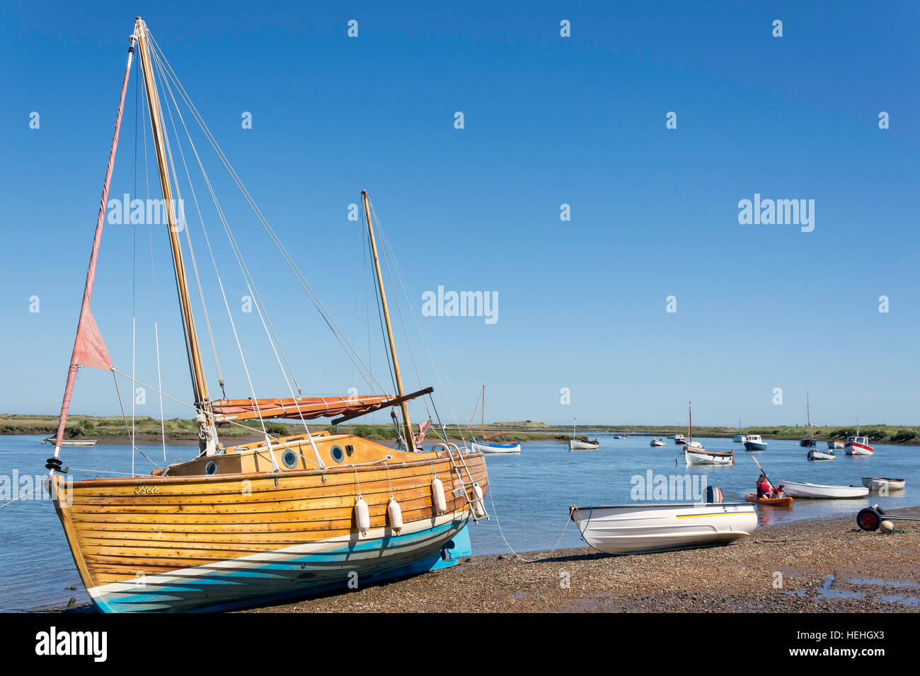 Traditional sailing boats on River Burn from The Quay, Burnham Overy ...