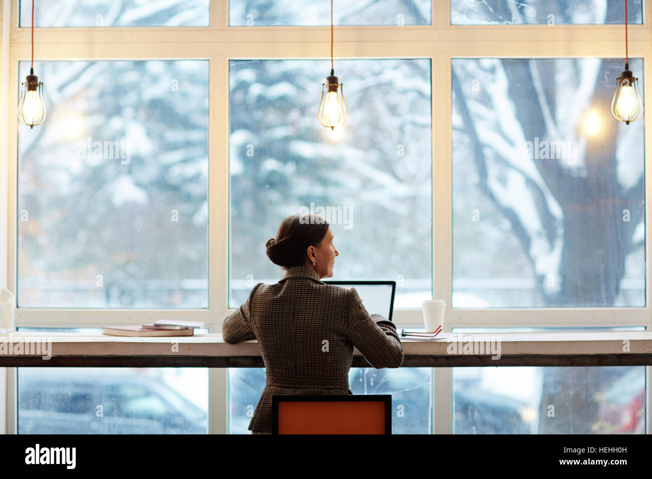 Experienced teacher preparing for the lecture before class Stock Photo ...