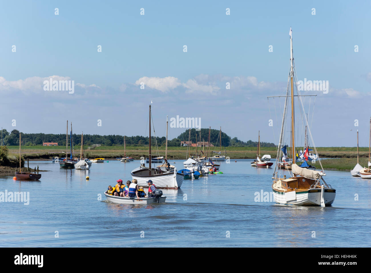 Traditional sailing boats on River Burn from The Quay, Burnham Overy ...