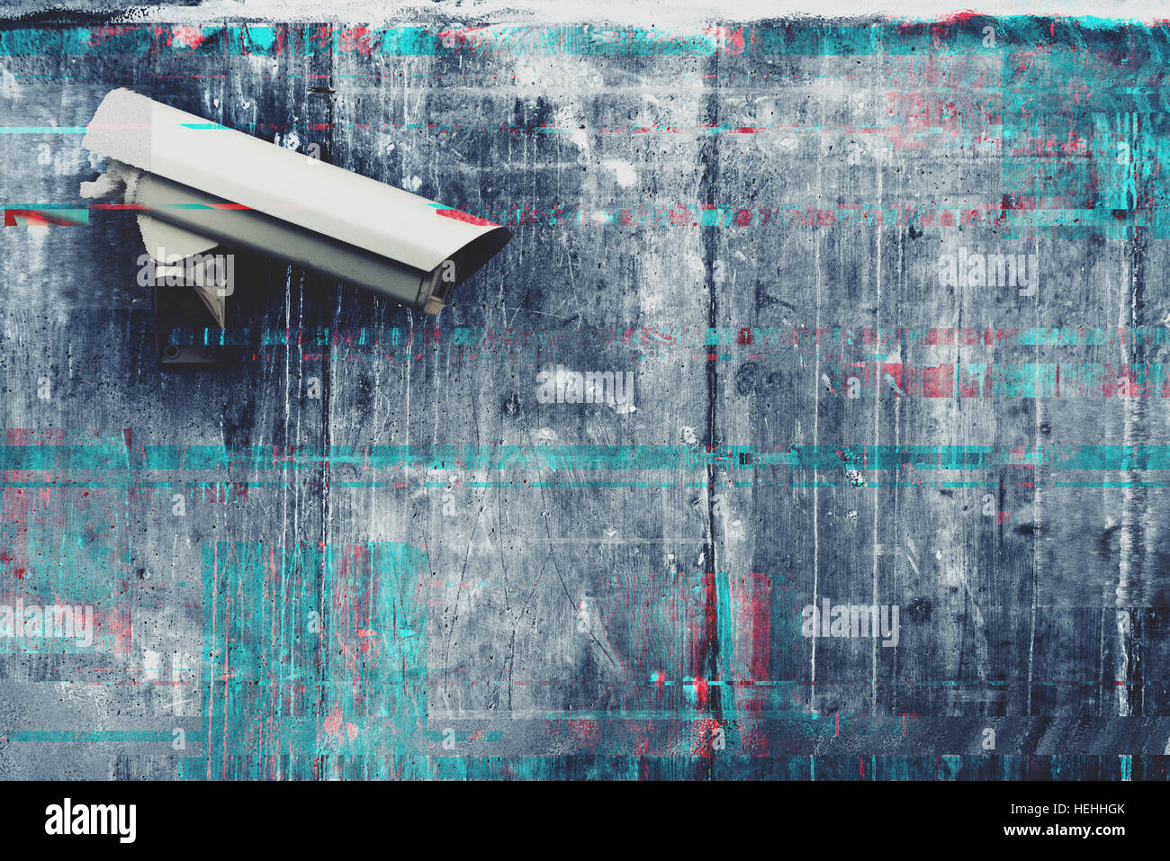 CCTV security and surveillance camera with digital glitch effect Stock ...