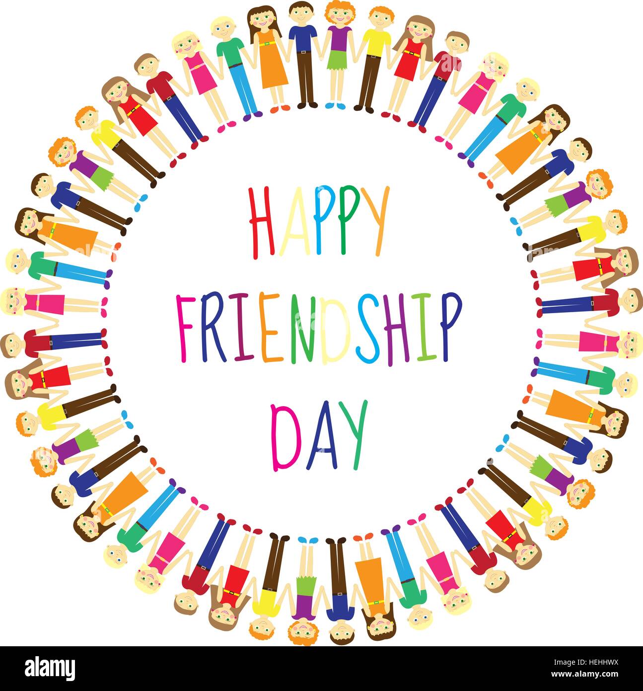 Greeting card with a happy friendship day. Greeting card people holding ...