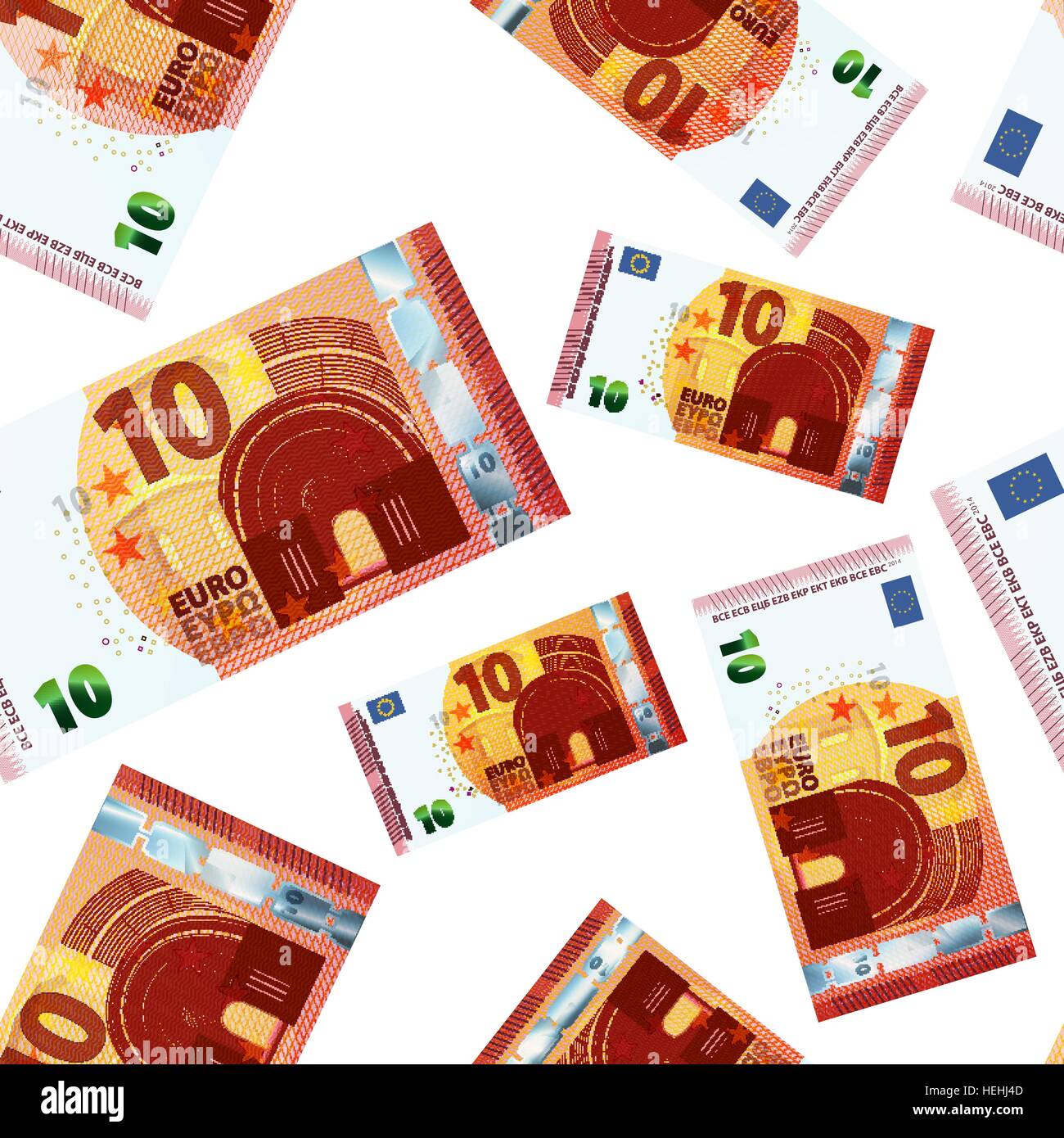 A lot of 10 euro banknotes on white, seamless pattern Stock Vector ...