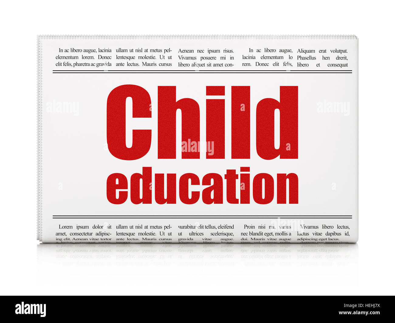 Learning concept: newspaper headline Child Education Stock Photo - Alamy