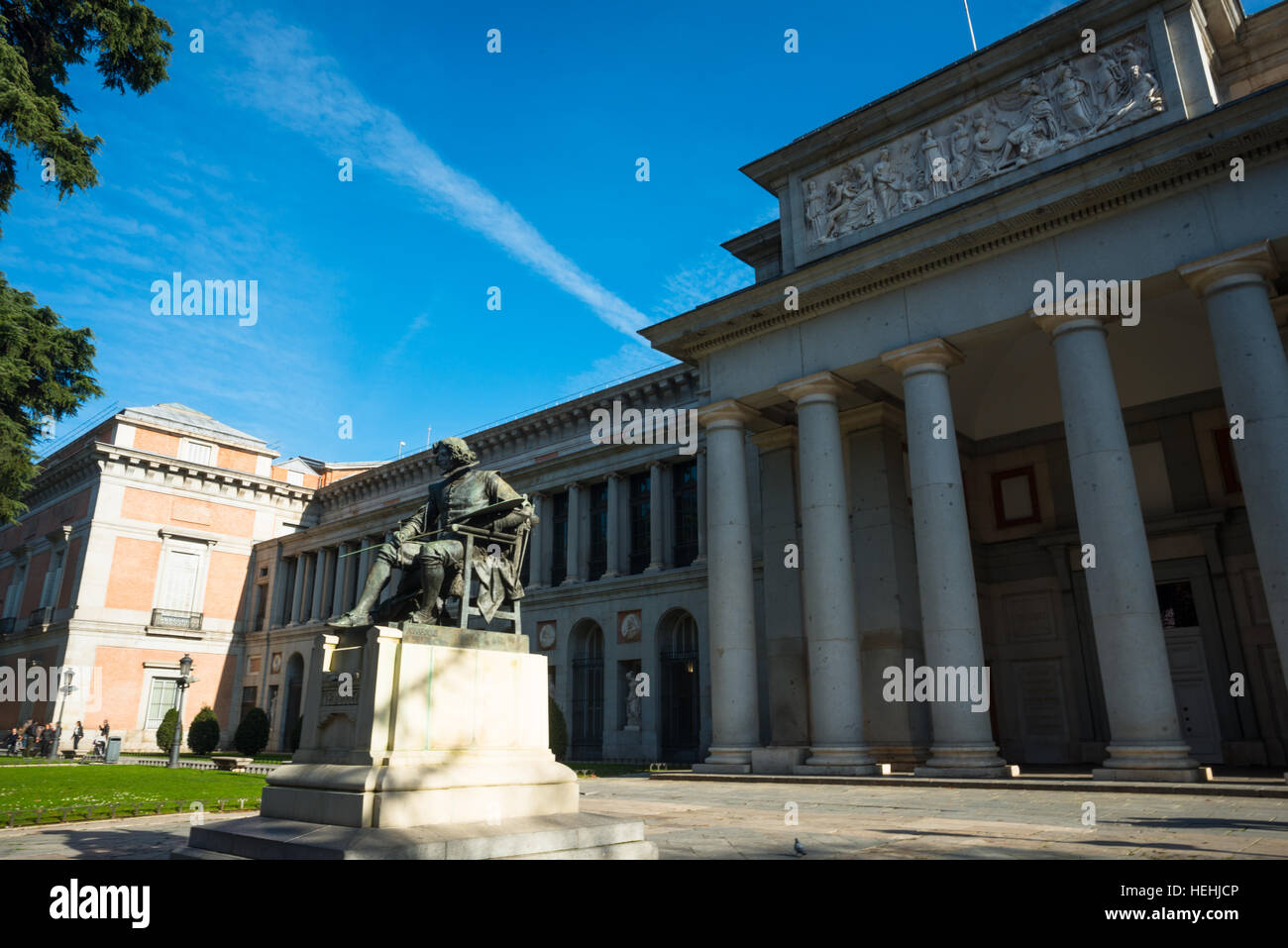 Madrid, Spain. Statue of Spanish artist Velazquez outside El Prado ...