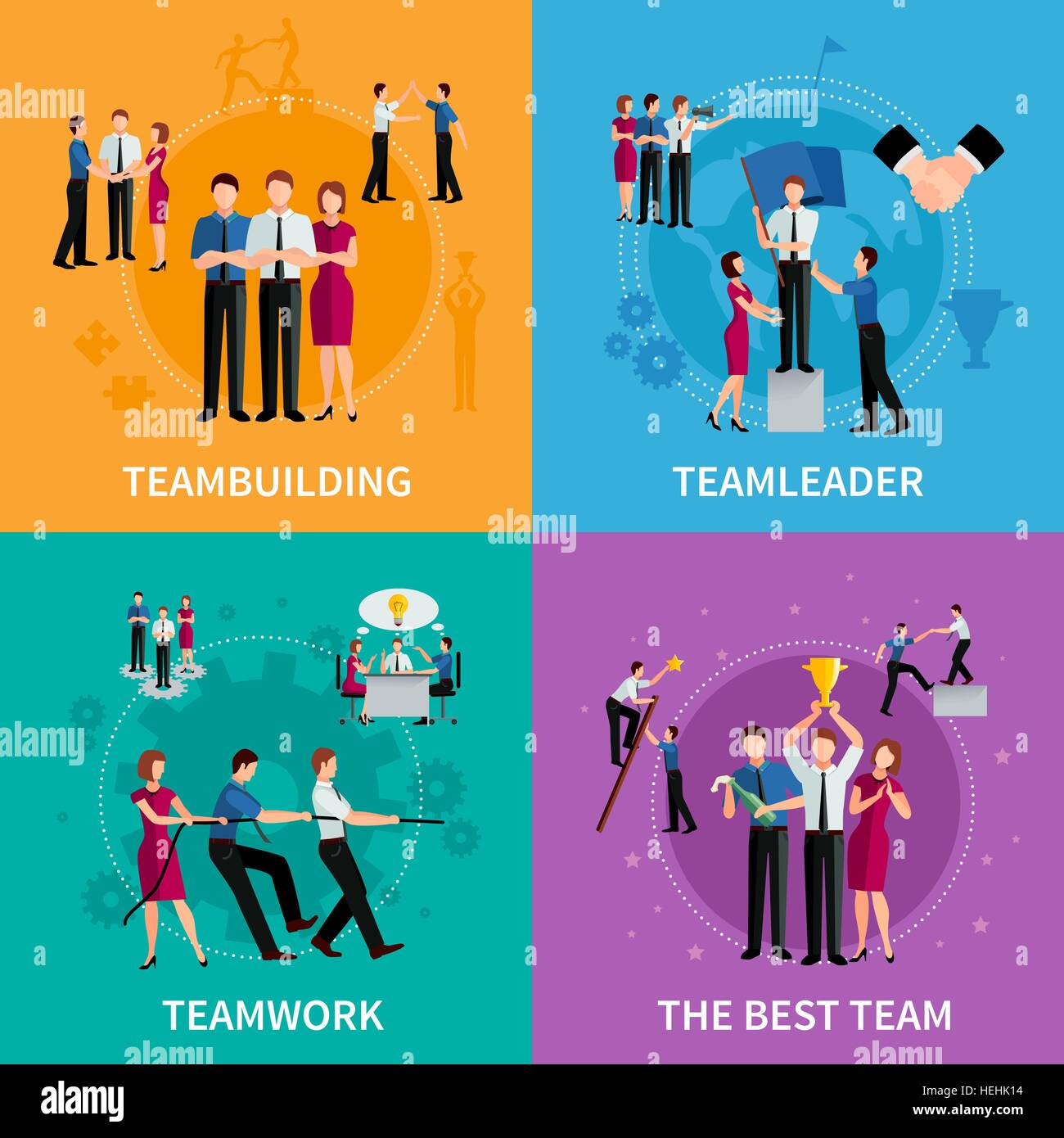 Teamwork 2x2 Design Concept . Teamwork 2x2 design concept set of ...